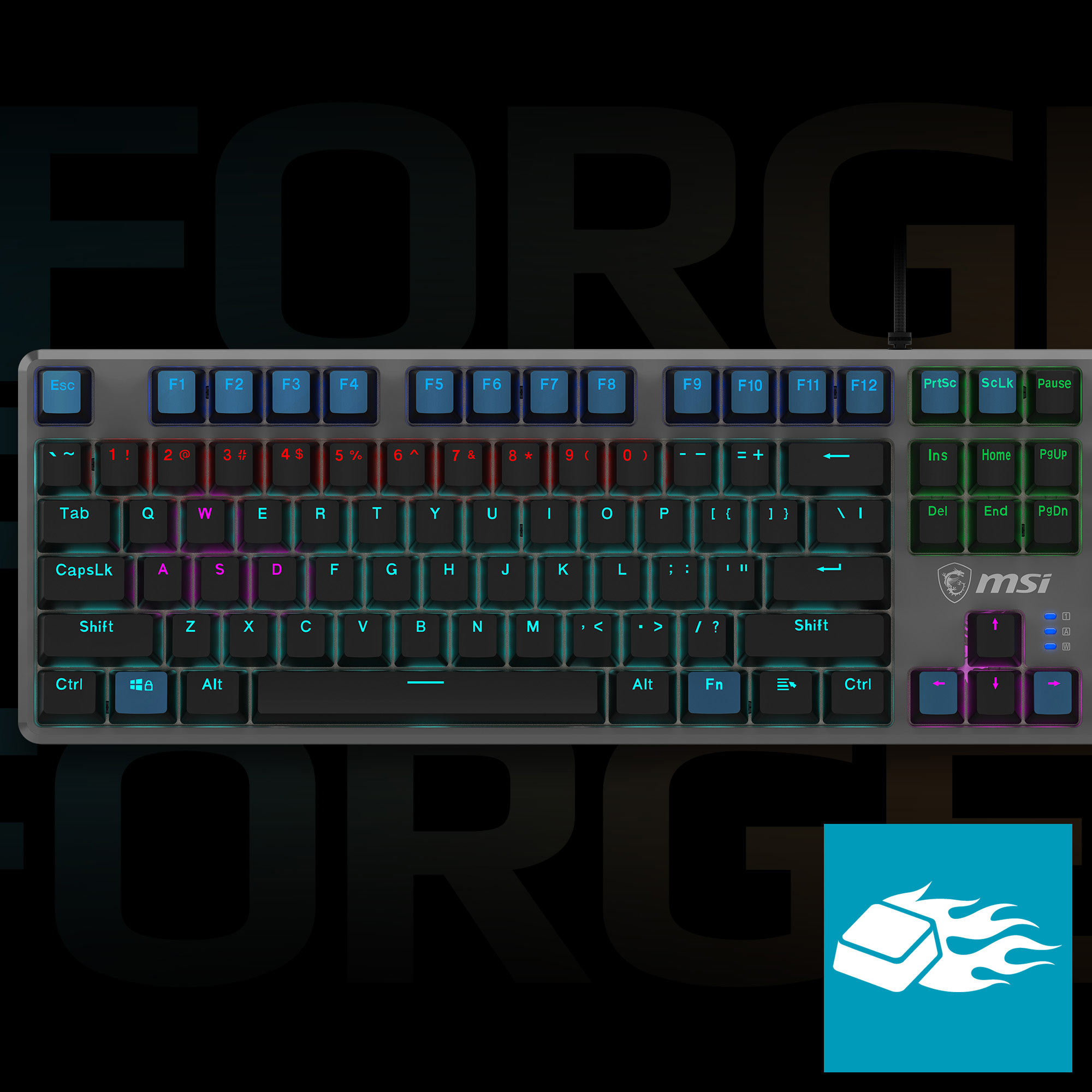 MSI Forge GK310 Mechanical Gaming Keyboard w/ Magnetic Cover - Hot Swappable Mechanical Red ...